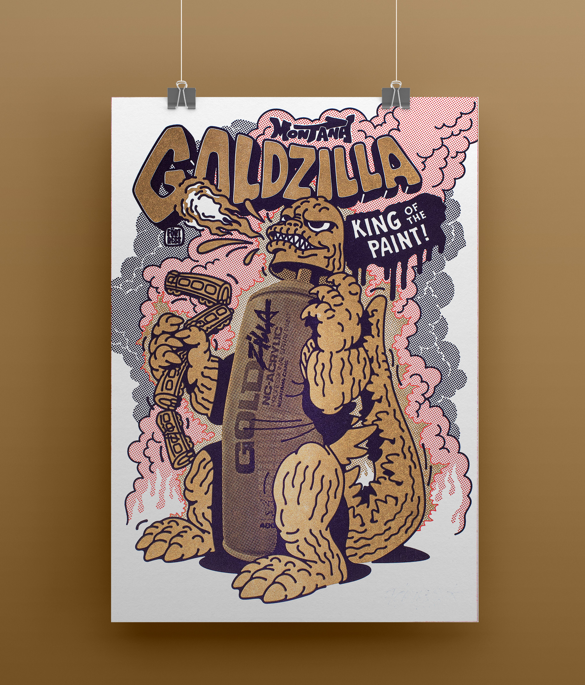 GOLDZILLA – A Flying Förtress Design – Limited Edition Screen Print
